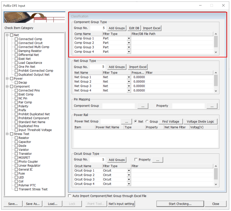 Component Group Type Setup